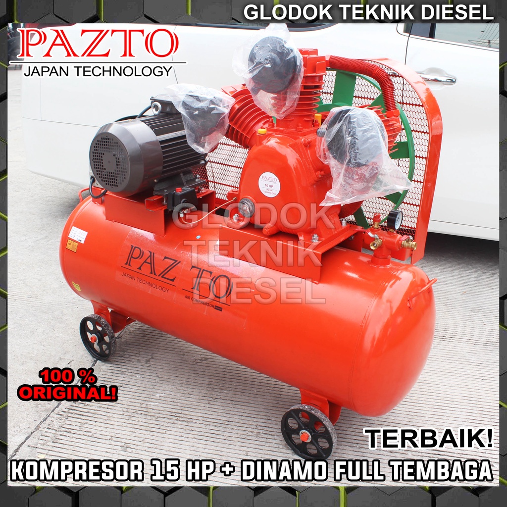 Jual PAZTO Kompresor Angin 15 HP + Dinamo Motor Tembaga Compressor ...