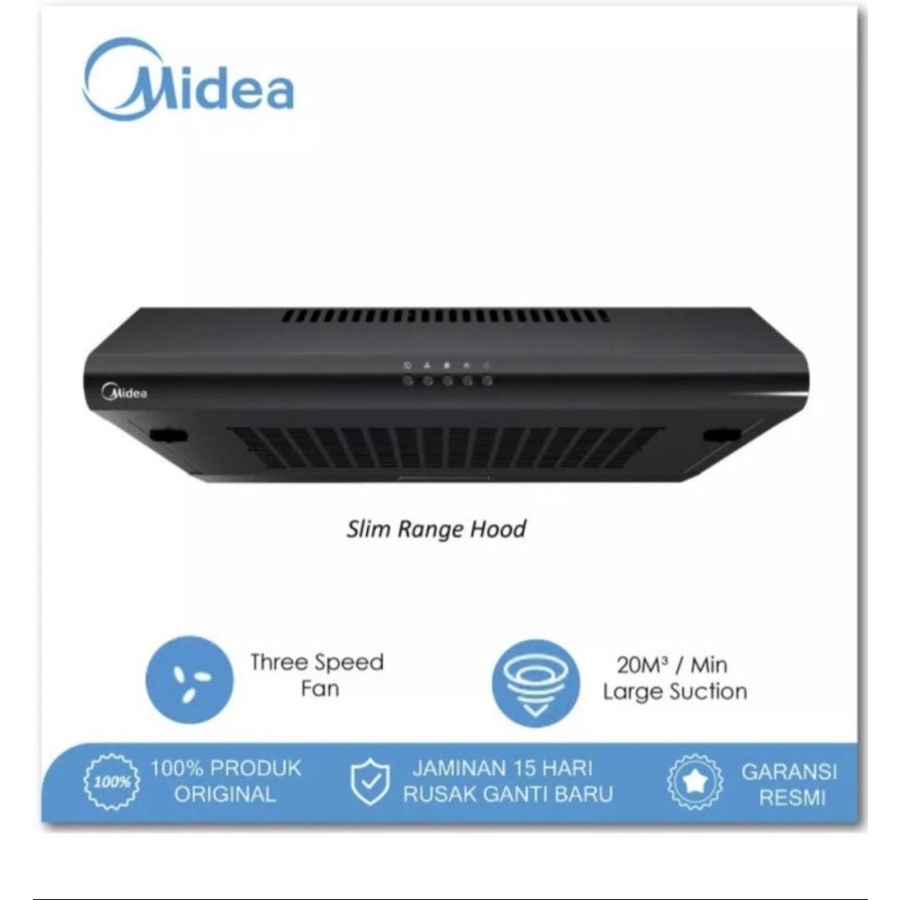 Jual Midea Cooker Hood/Penghisap Asap MCH-60MF1-B Black/MH60F17EM21BB ...