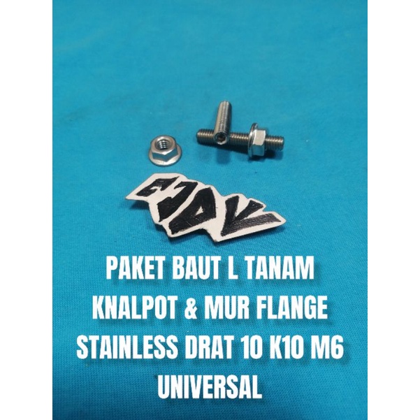 Jual PAKET BAUT L TANAM KNALPOT DAN MUR FLANGE STAINLESS DRAT 10 K10 M6 UNIVERSAL | Shopee Indonesia