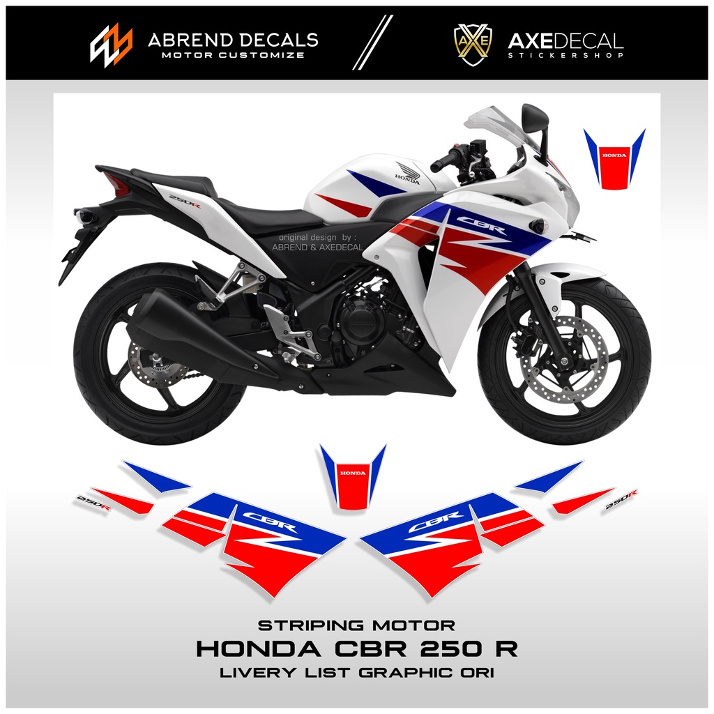Jual Striping CBR CBU 250 R Grafis Ori Tri Color / Stiker Motor Honda ...