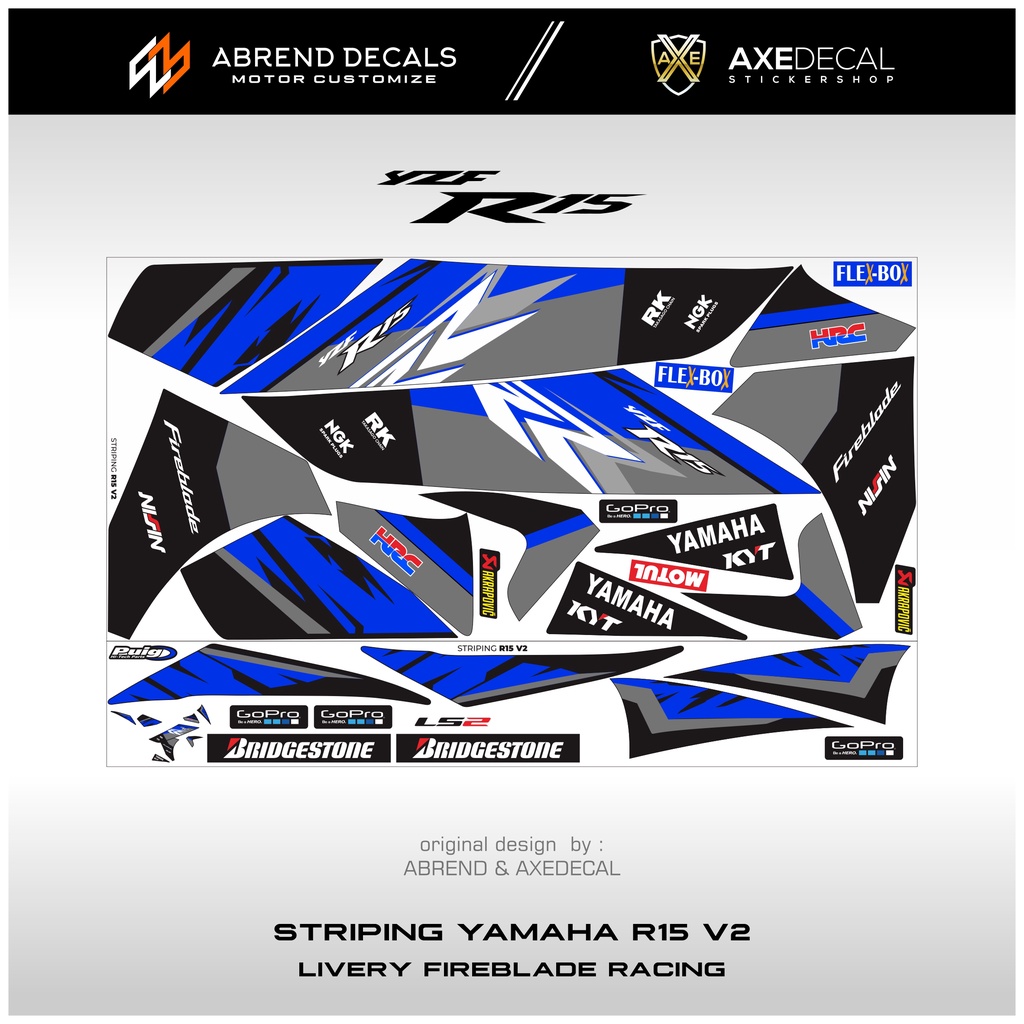 Jual Striping R15 V2 Fireblade Racing / Stiker Motor Yamaha R15 V2 ...