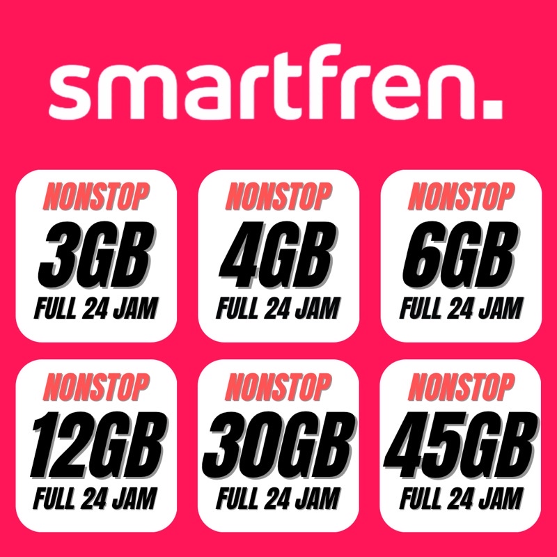 Jual PAKET KUOTA SMARTFREN 2GB 6GB 12GB 30GB Nonstop 24 Jam | Shopee Indonesia