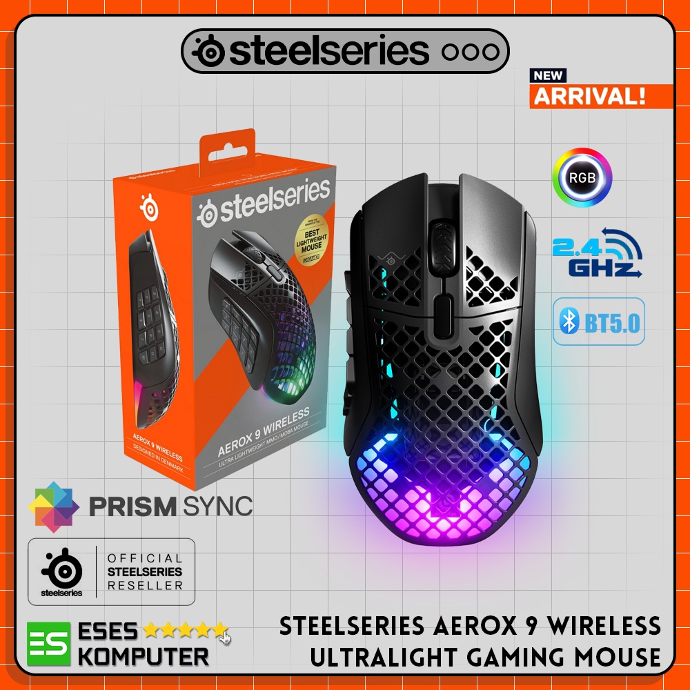 Jual Mouse Steelseries Aerox 9 Wireless RGB | MMO/MOBA Gaming Mouse ...