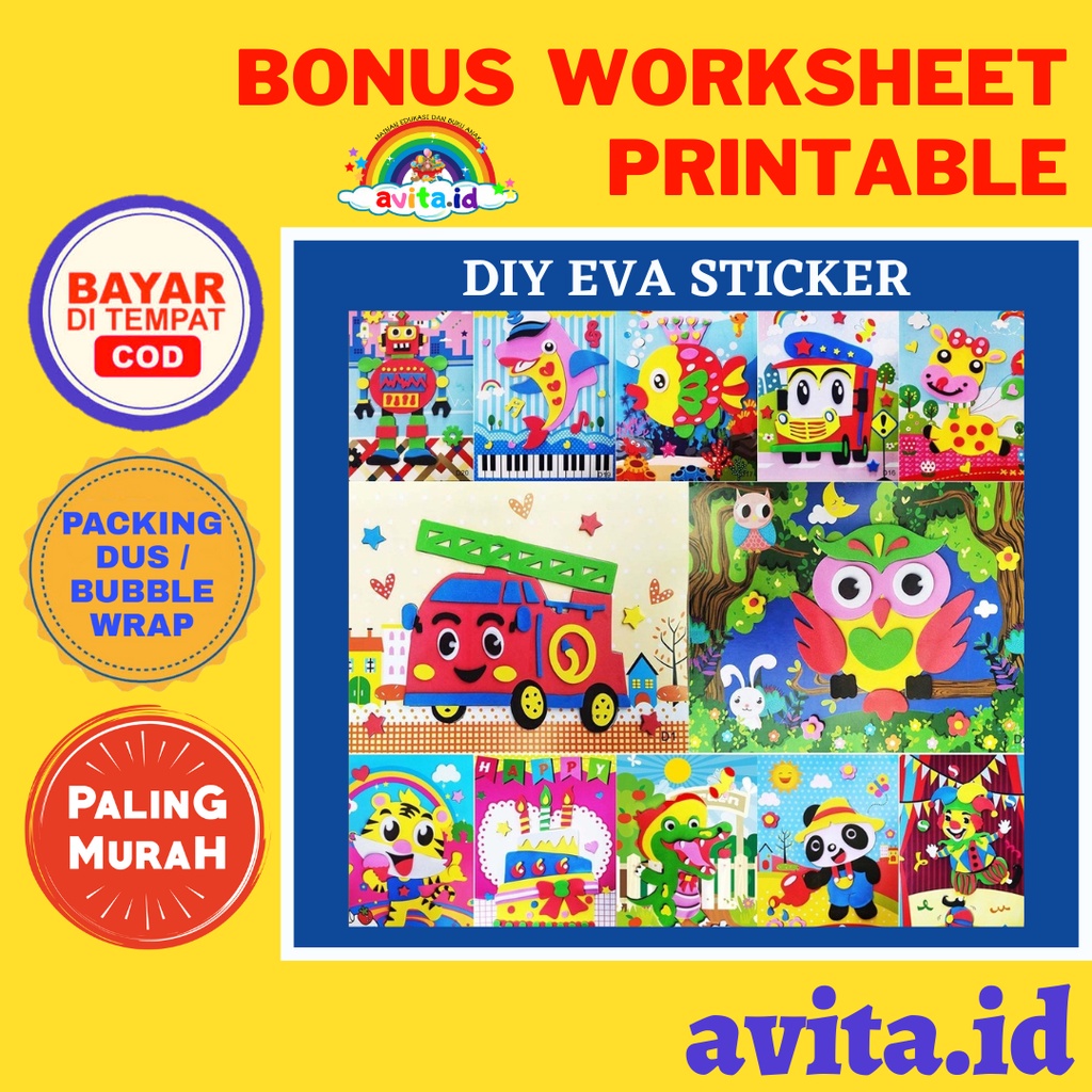 Jual avita.id TERMURAH DIY Eva Sticker 3D Mainan Edukasi Tempel Gunting Kertas / Mainan Menempel ...