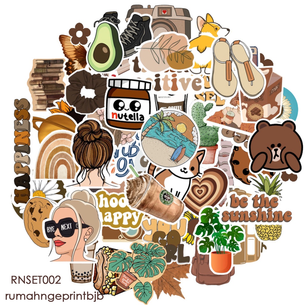 Jual COKLAT AESTHETIC - BESAR STIKER ESTETIK STICKER PACK ANTI AIR ...