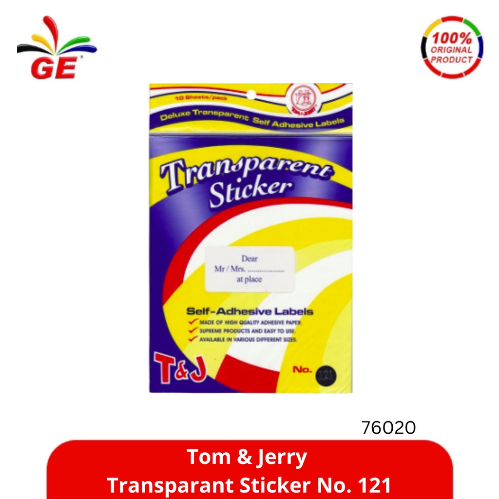 Jual Tom&Jerry - Transparant Sticker Tom & Jerry No. 121 76020 | Shopee ...