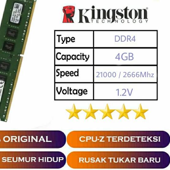 Jual RAM PC DDR4 KINGSTON KVR26N19S6/4 4GB 2666MHZ ORIGINAL LIFETIME ...