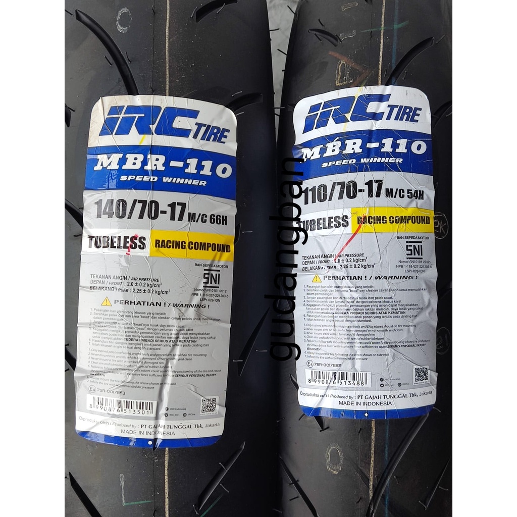 Jual ( PAKET 2 BAN ) IRC MBR110 ( 110 70 17 dan 140 70 17 ) Balap Ninja ...
