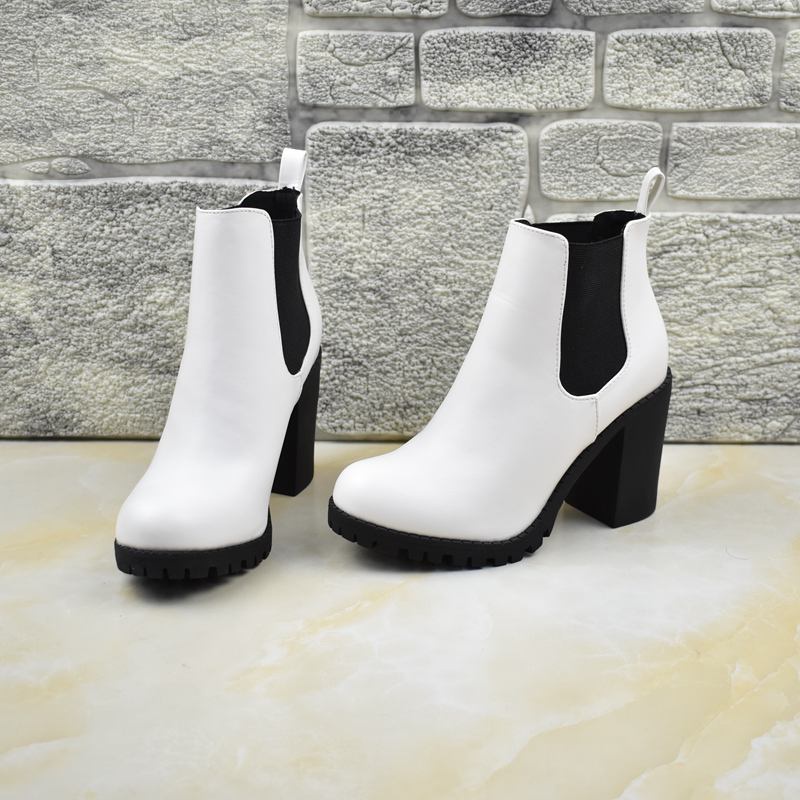 Jual Sepatu Boots Cosplay Putih Lolita Chunky Heels Tinggi Musim Dingin ...