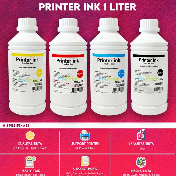Jual Tinta Epson 1 Liter Refill Dye Base Printer L120 L360 L565 L3110 ...