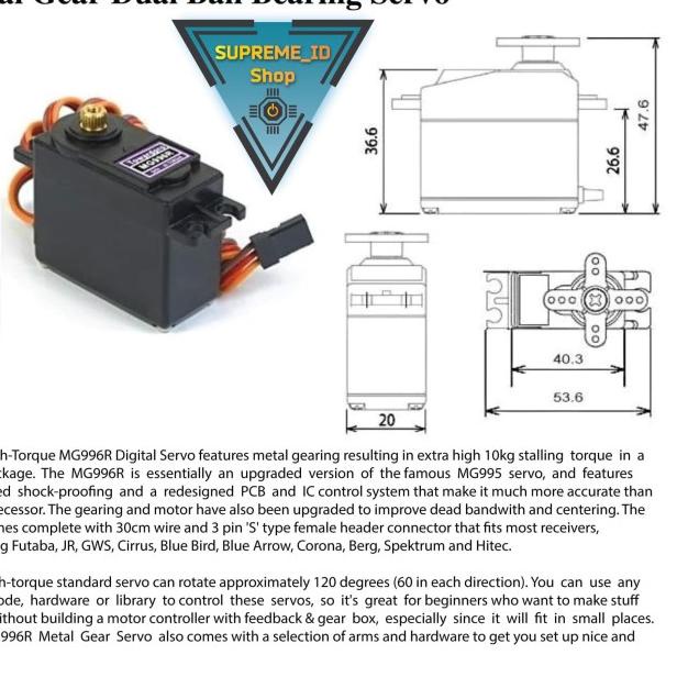 Jual Servo Motor MG996R | RC Robotic Arduino Raspberry pi - Full-Metal ...