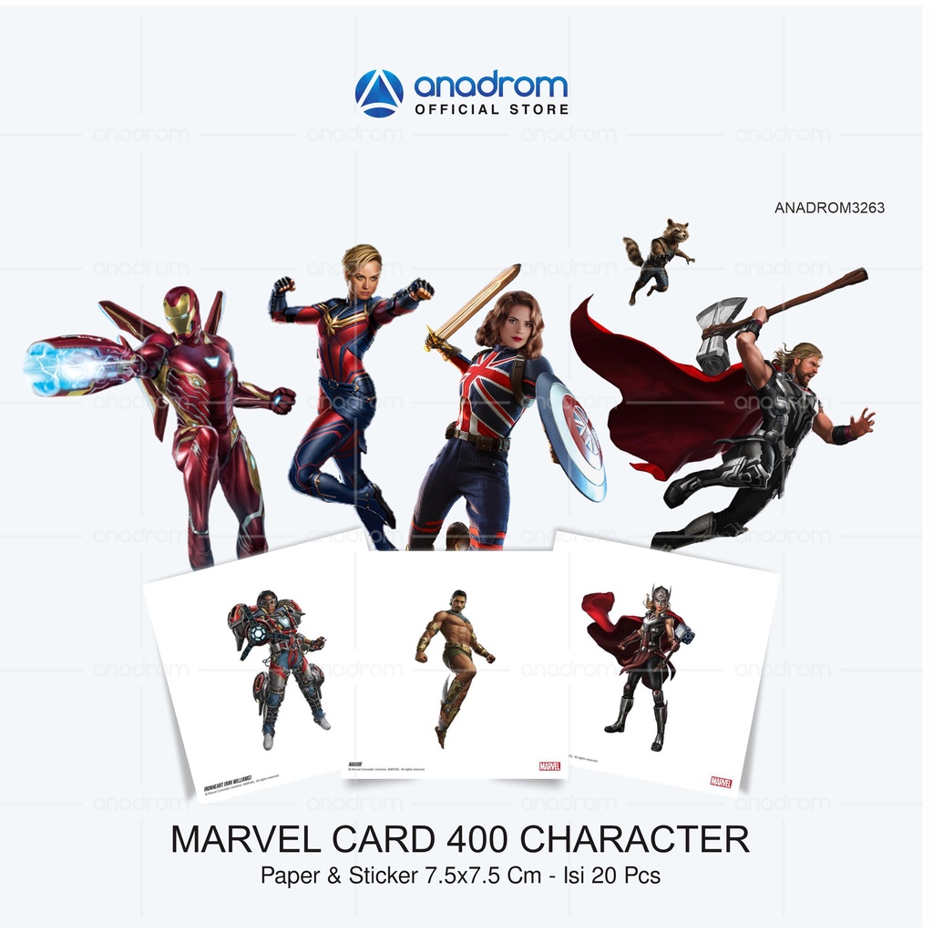 Jual Marvel MCU Card 400 Character I Paper cart 260 gsm & Sticker Paket ...