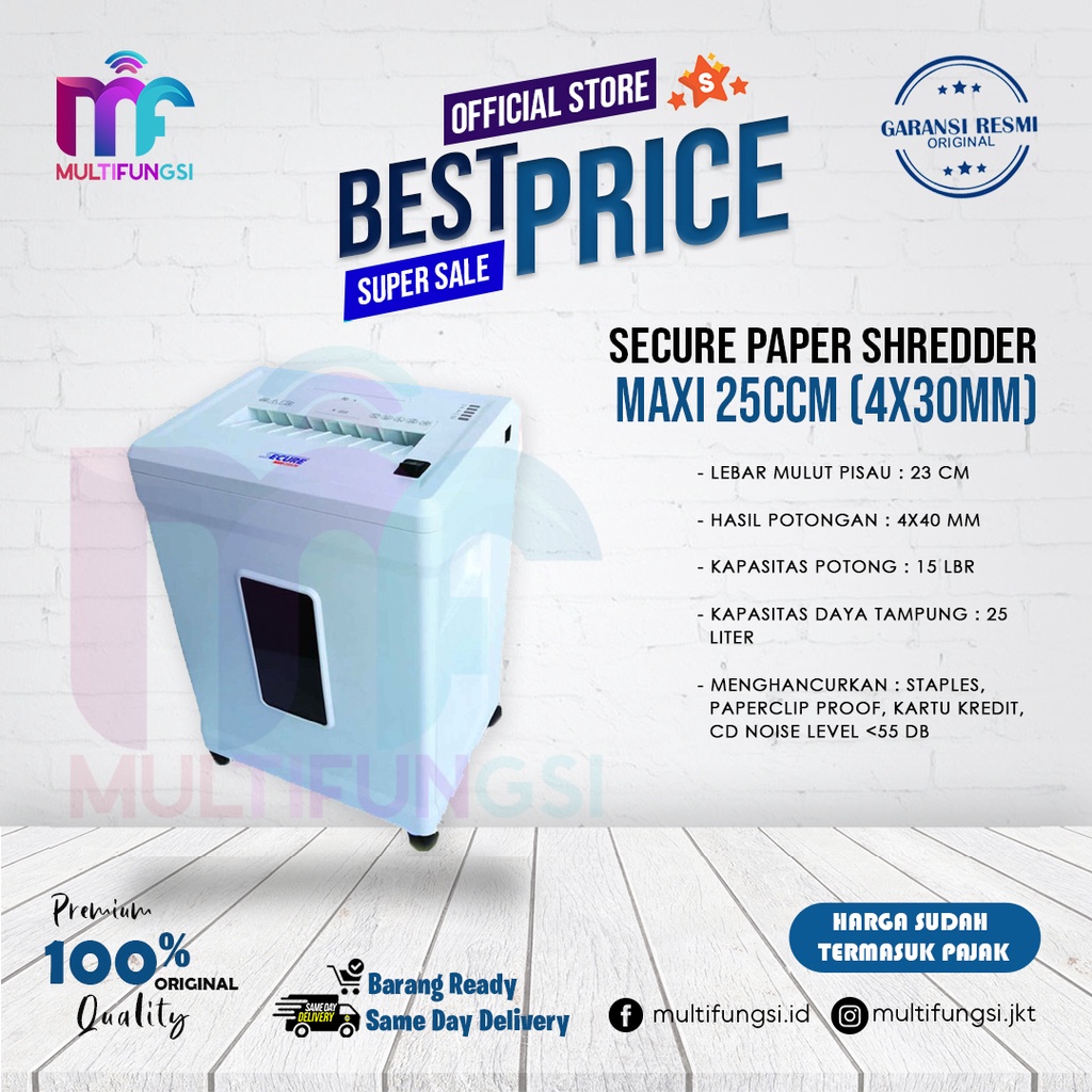 Jual Secure Maxi 25-CCM Paper Shredder(4x30mm)Mesin Penghancur Kertas 25CCM | Shopee Indonesia