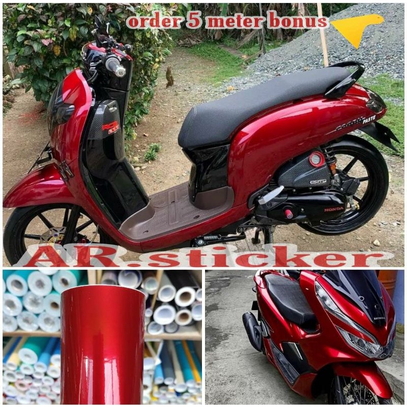 Jual SKOTLET MERAH METALIK CANDY STIKER MOTOR MOBIL WARNA MERAH CANDY ...