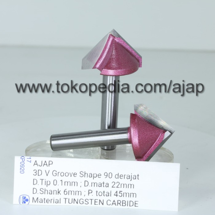 Jual Mata router CNC 3D V Groove 22mm 90 derajat Heavy Duty Wood ...