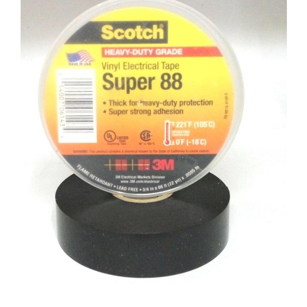 Jual 3M Scotch Super 88 Vinyl Electrical Tape - Isolasi Listrik 3/4 Inch | Shopee Indonesia