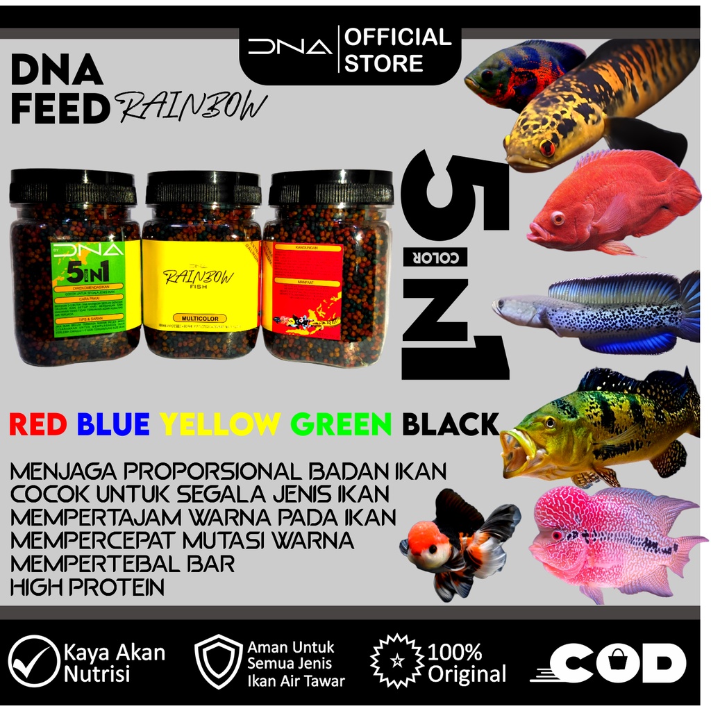 Jual PELET DNA RAINBOW FEED pakan premium untuk progres WARNA ikan bisa untuk channa arwana ...