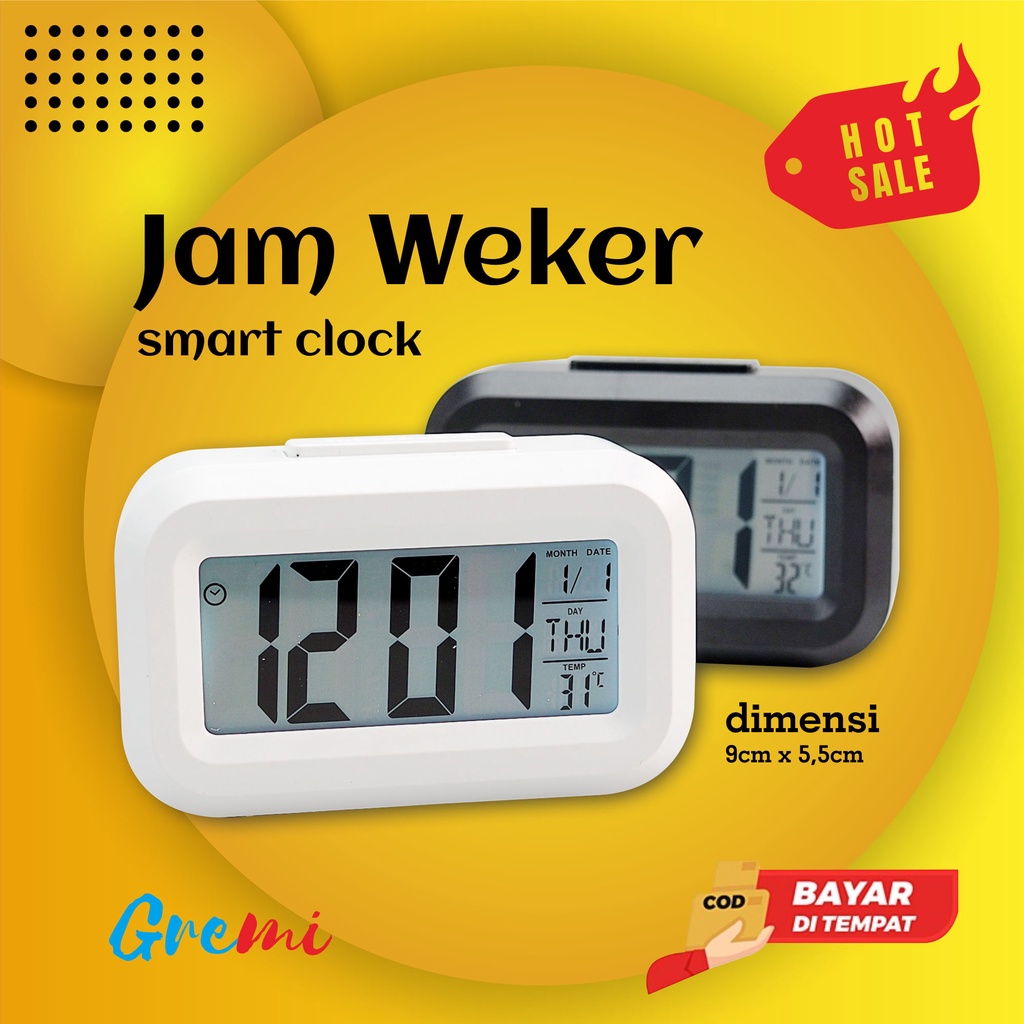 Jual Jam Meja Digital Weker LED Digital Clock Digital Smart Alarm Kotak ...