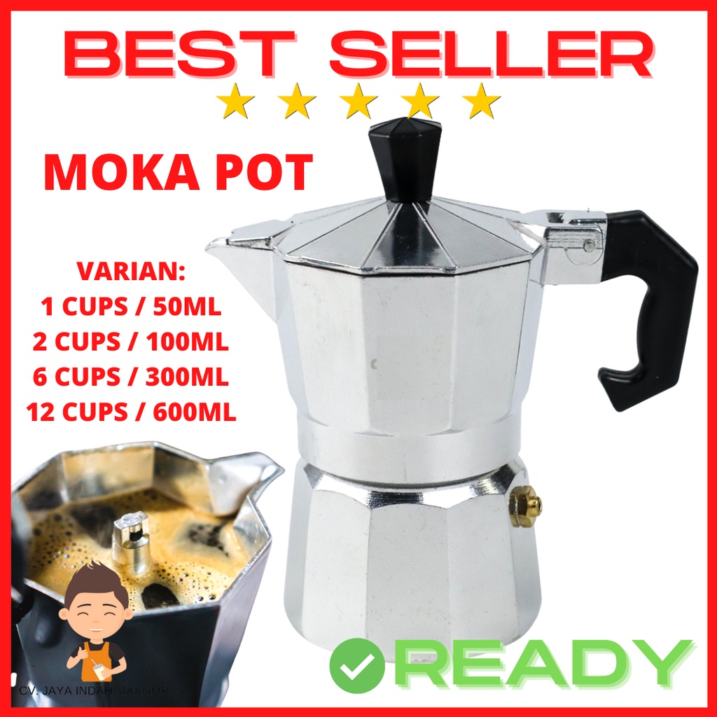Jual Mokapot 1 cup - Moka Pot 50 ml - Espresso Maker Putih Aluminium ...