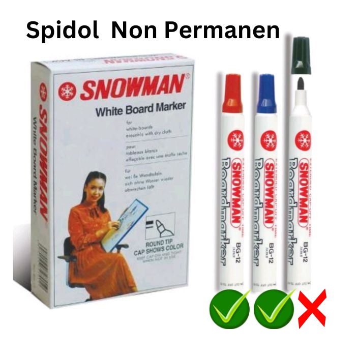 Jual Spidol Whiteboard Snowman Non Permanen Warna Merah dan Biru ...