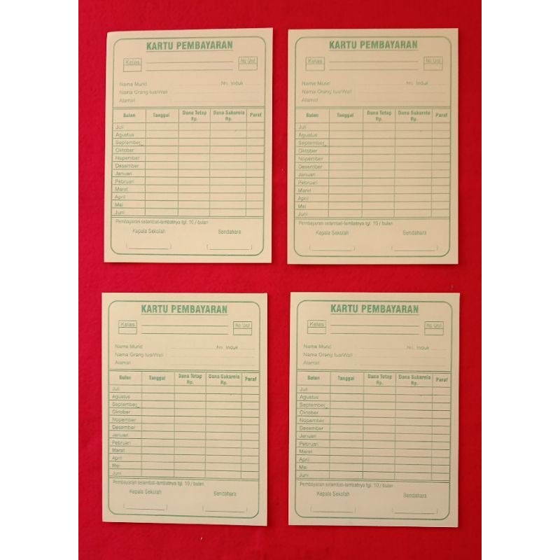 Jual KARTU PEMBAYARAN, KARTU SPP, KARTU BP3, KARTU IURAN. 1 PAKET ISI 50. | Shopee Indonesia