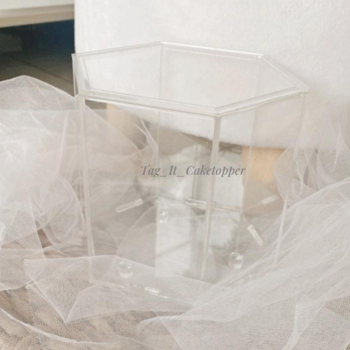 Jual Tokopratiwiw- Box Hexagon Akrilik Bening Hiasan Display Kue Ultah ...