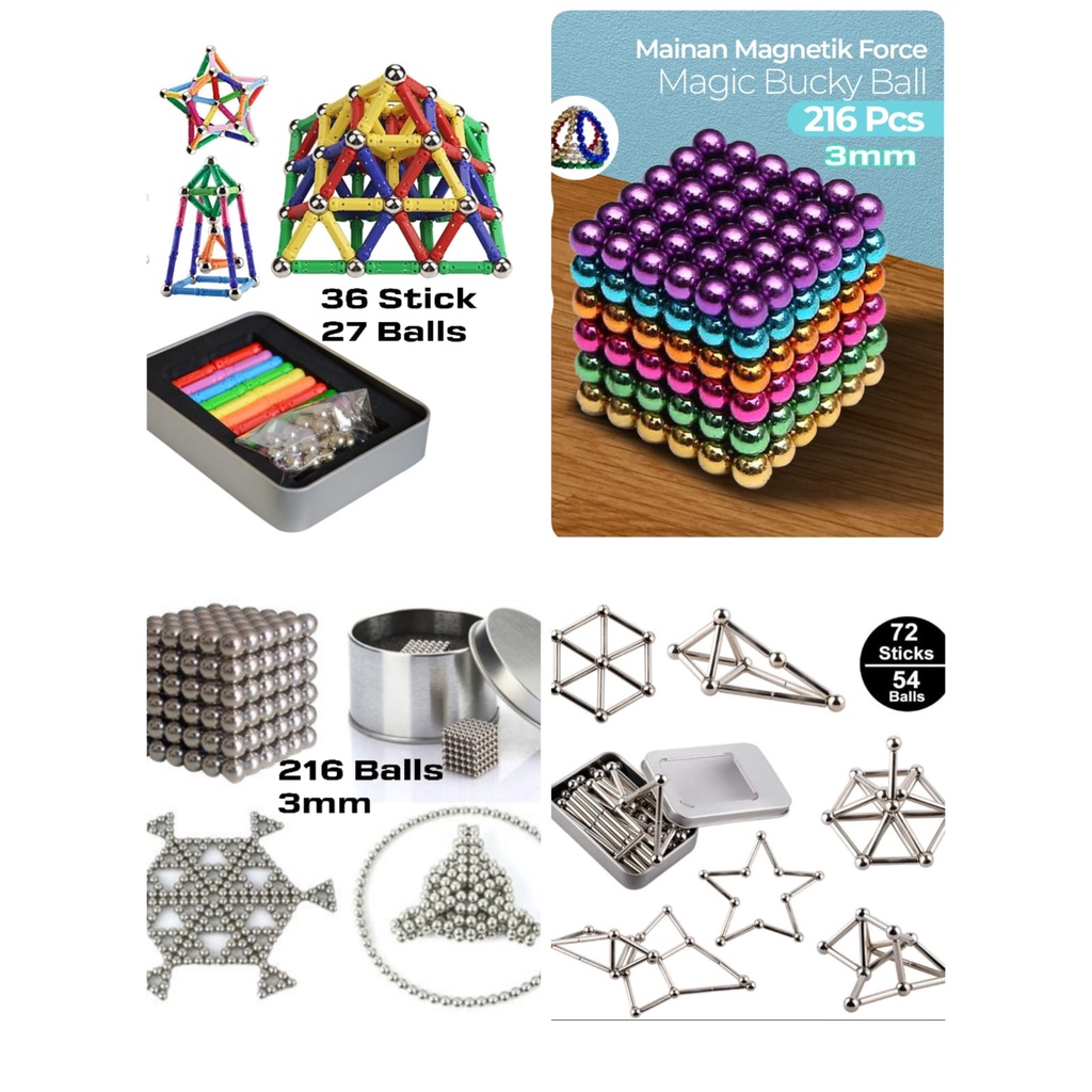 Jual Mainan Bola Magnet Motorik anak / Magnetic Force Bucky Balls Steel ...