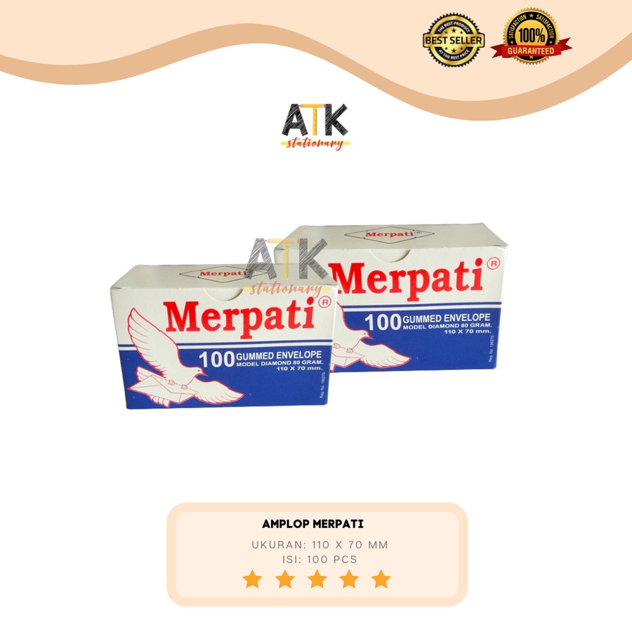 Jual Amplop Merpati Kecil Ukuran 110 X 70 mm 1 Pack ( 100 Lembar) atk ...