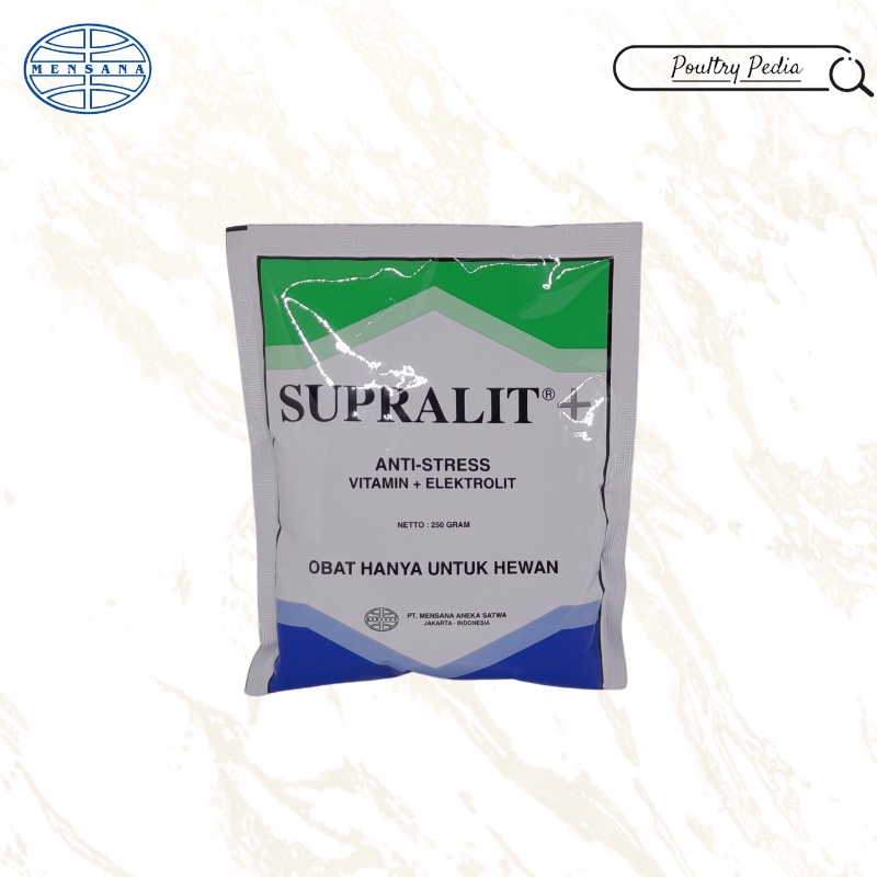 Jual supralit plus 250 gr Mensana - obat anti stress elektolit vitamin ...