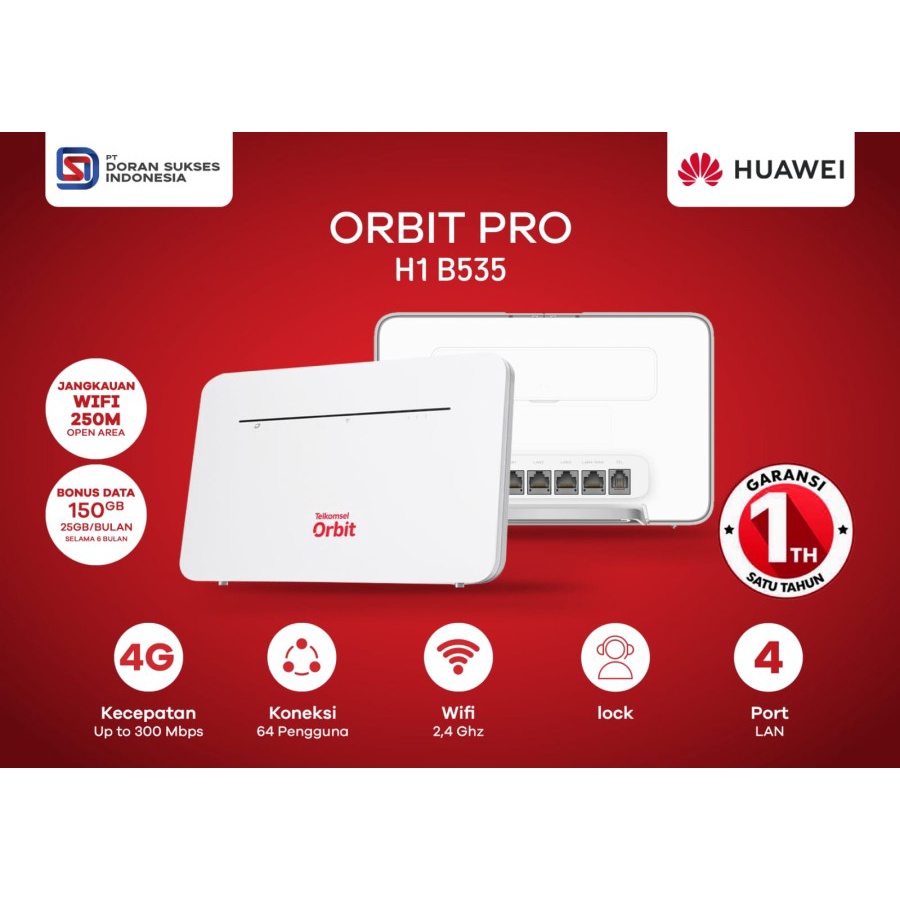 Jual Huawei Modem B535 Modem Huawei B535 Telkomsel Orbit Pro H1 Wifi 4G ...