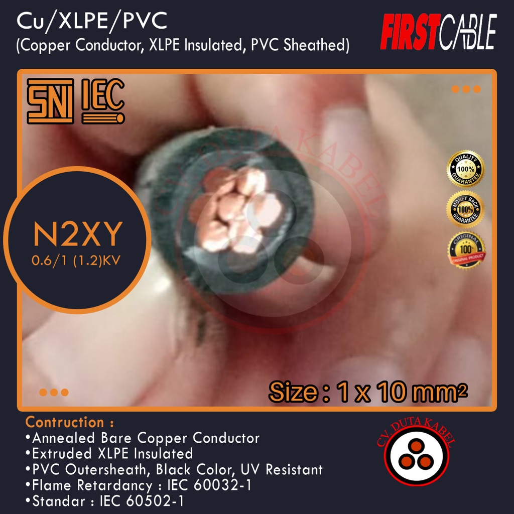 Jual Kabel N2XY 1x10 mm2 (Cu/XLPE/PVC) FIRST CABLE /1x10 mm/1 x 10 mm2/1x10mm2/1 x 10 mm2 ...