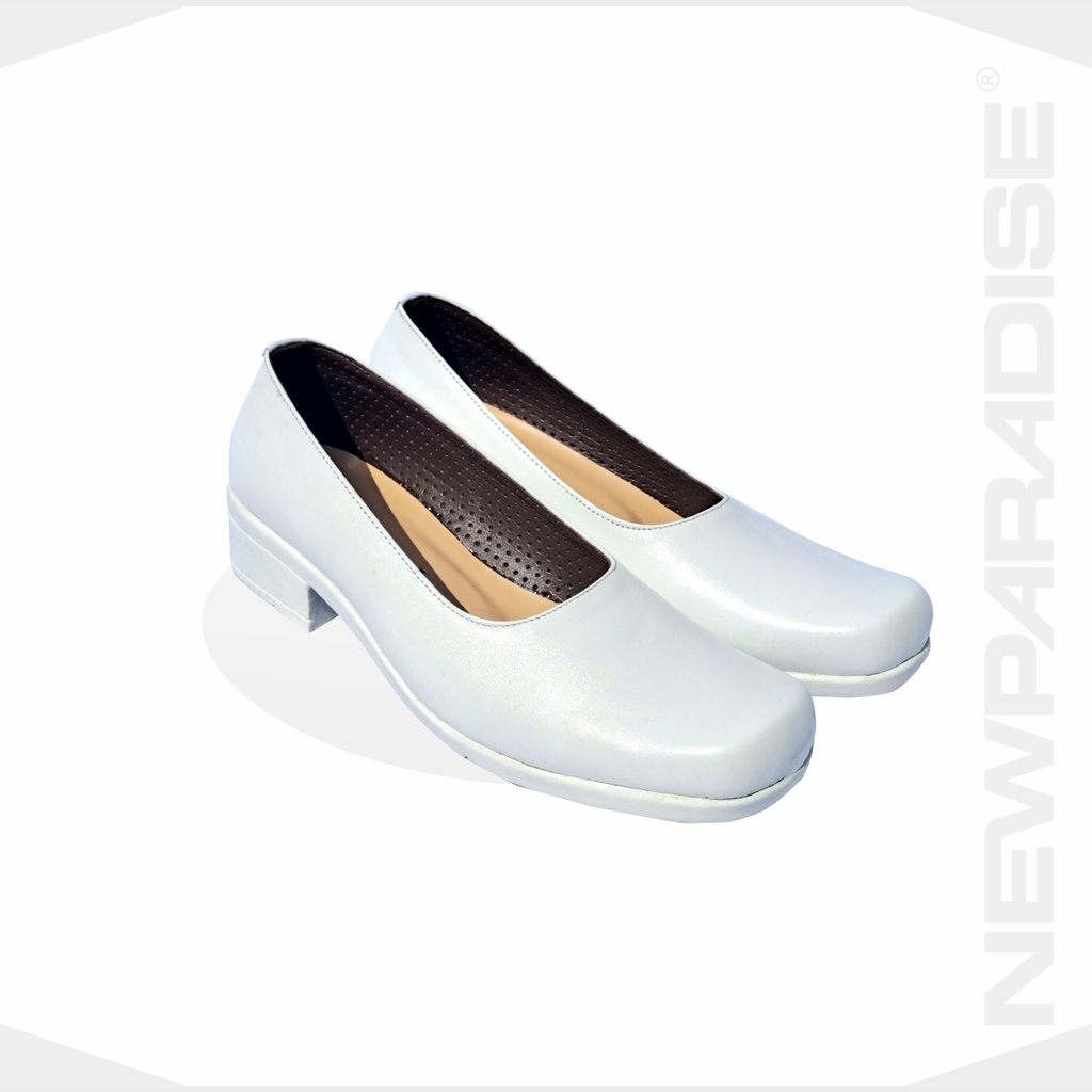Jual Newparadise Sepatu Wanita Kerja Perawat Putih Asli Kulit Kode 022 ...