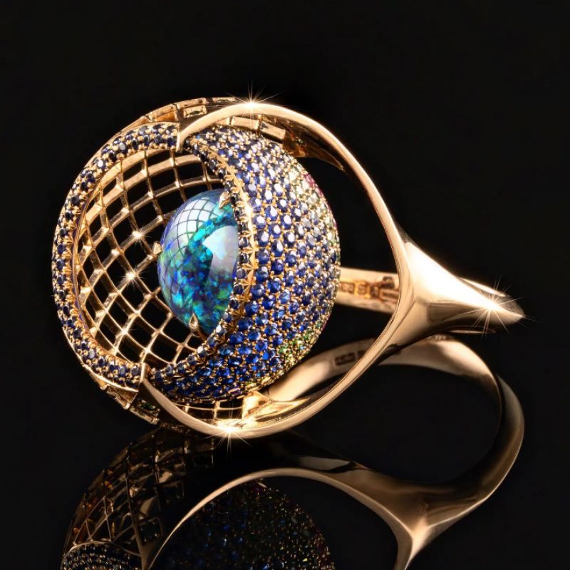 Jual new design natural [BLACK OPAL AUSTRALIA WITH RING GOLD 18K ...