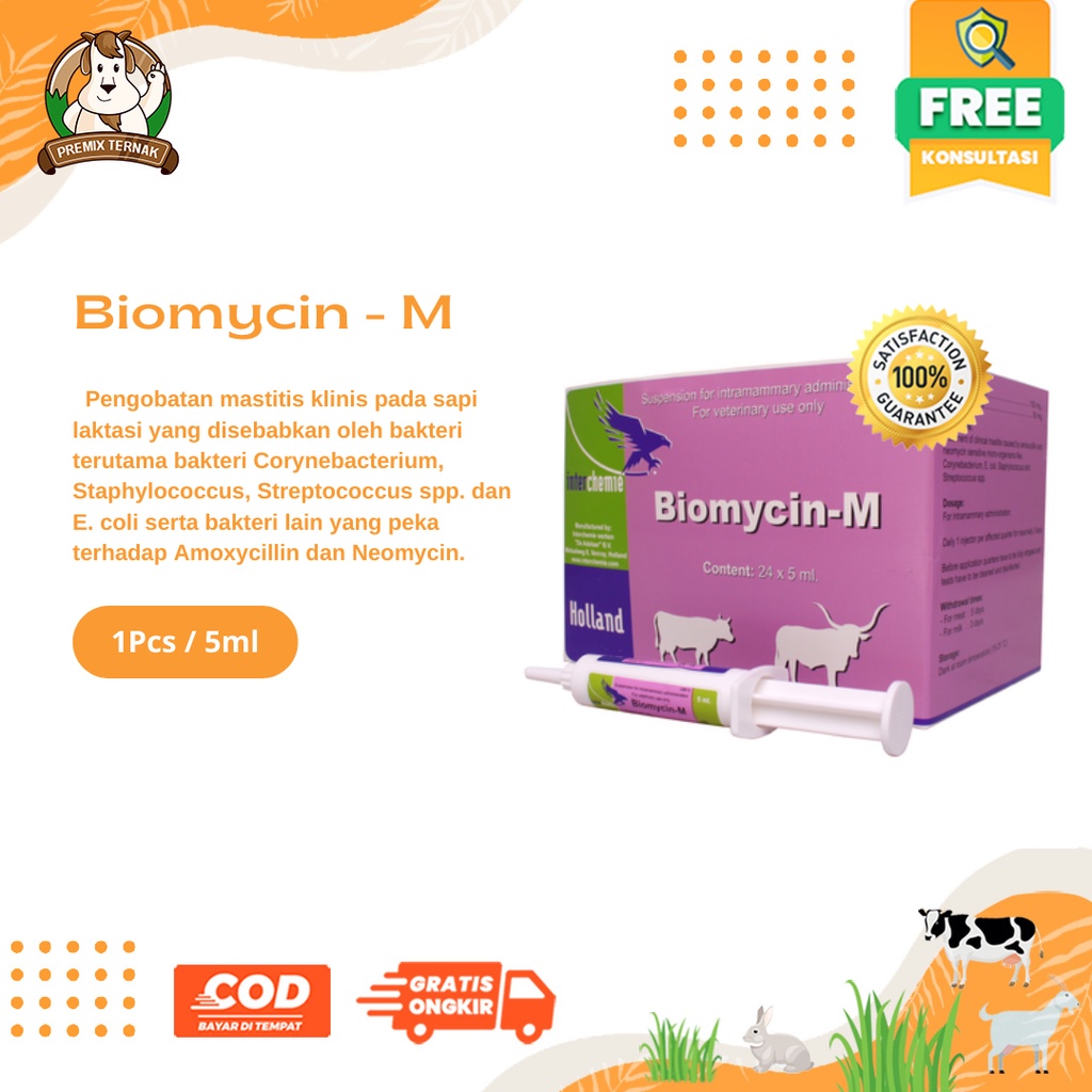 Jual BIOMYCIN M 5 ml 1 BOX 24 pcs - obat mastitis sapi kamibing masa ...