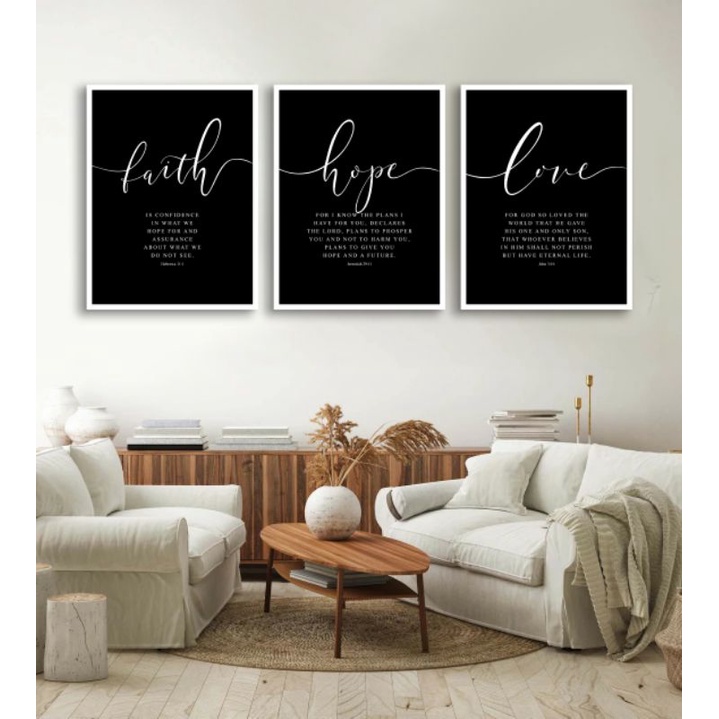 Jual Hiasan dinding Kristen Katolik Faith Hope Love poster rohani ayat ...
