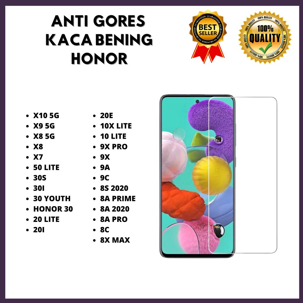 Jual Tempered Glass Kaca Bening -Full Layar HONOR X10 5G-X9 5G-X8 5G-X8-X7-50 LITE-30S-30I-30 ...
