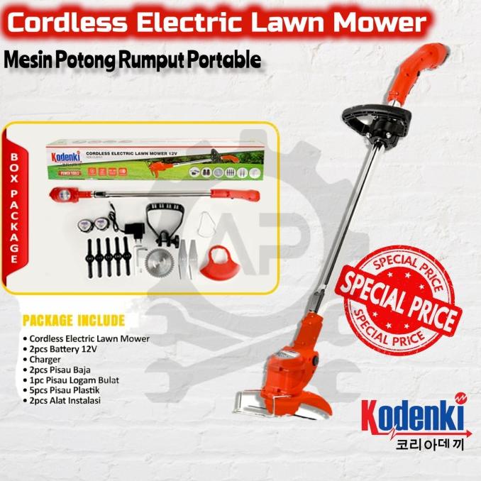 Jual MESIN POTONG RUMPUT PORTABLE 12V / CORDLESS ELECTRIC LAWN MOWER ...