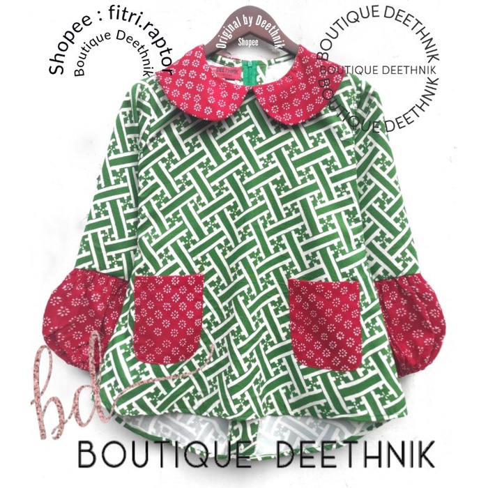 Jual Deethnik - blus batik warna hijau mix merah baju batik natal ...