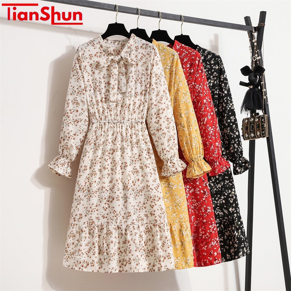 Jual Tianshun Kualitas Tinggi Beige kuning merah hitam Sifon Bunga ...