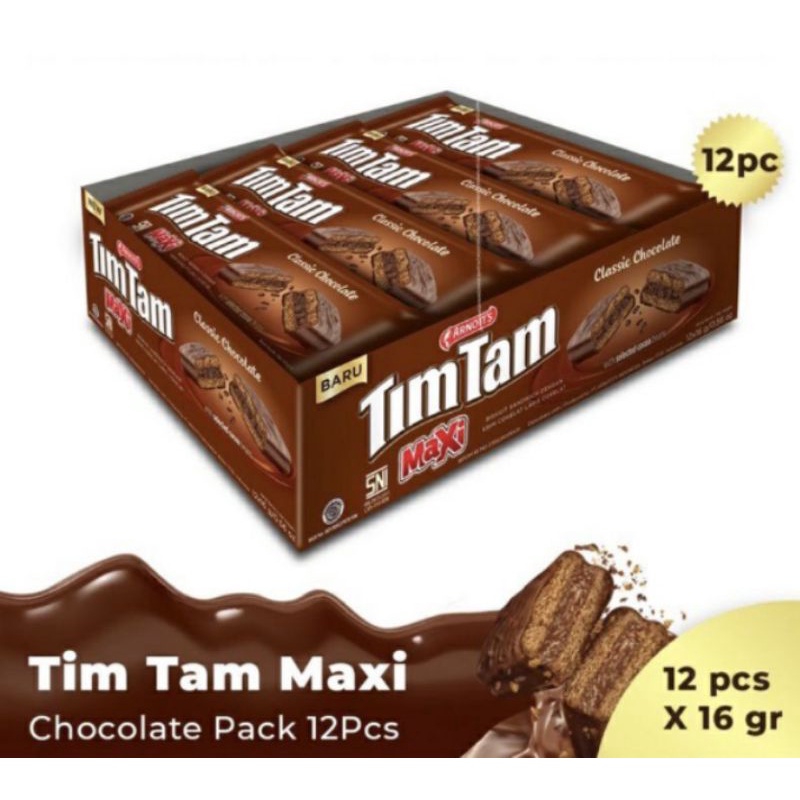 Jual BOX - Tim Tam Timtam Maxi Arnott's 12x16g Biskuit Double Coklat ...