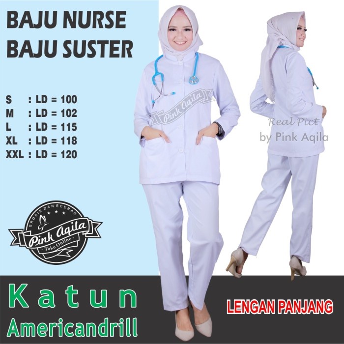 Jual Unif Baju Suster Baju Nurse Baju Perawat Lengan Panjang Shopee