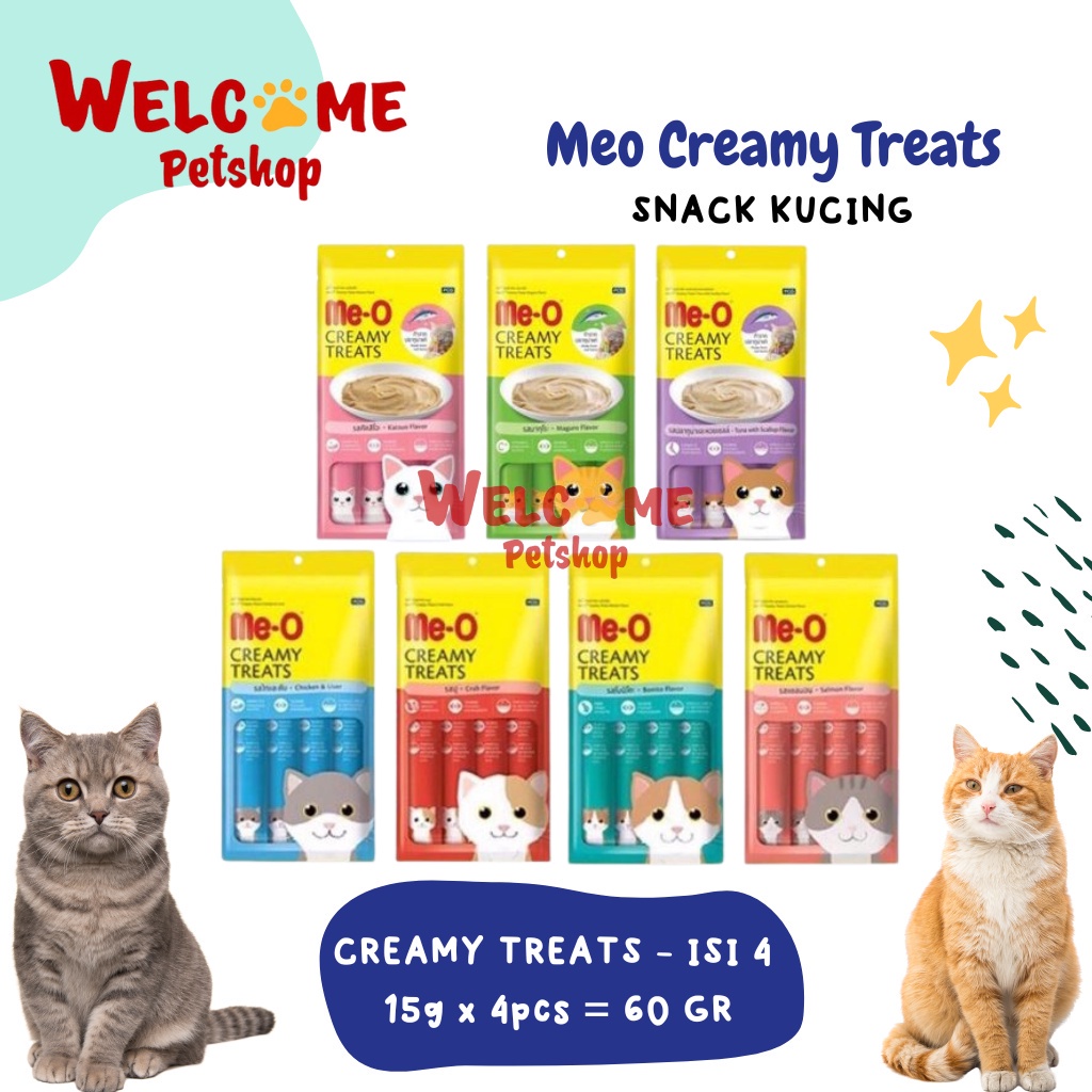 Jual Meo Creamy Treats 60g Snack Cemilan Kucing Enak Wangi Me-O Cat ...