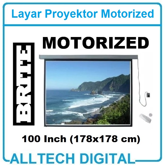 Jual Brite Motorized Wallscreen Projector 100 Inch Layar Dinding ...