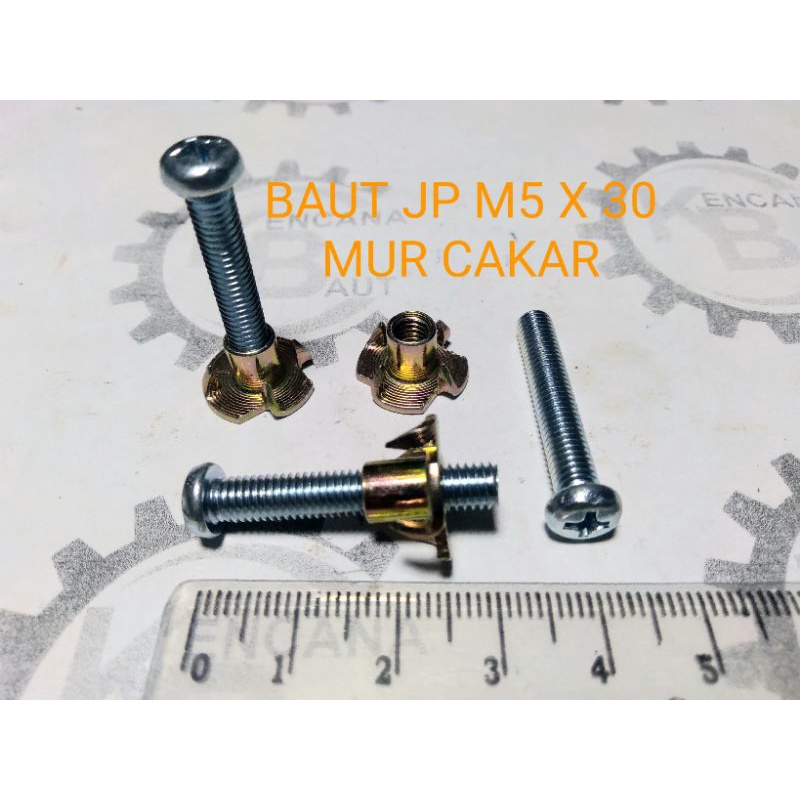 Jual BAUT JP M5 X 30 MM GALVANIS DAN MUR CAKAR / BAUT SPEAKER KUNCI OBENG PLUS(+) | Shopee Indonesia