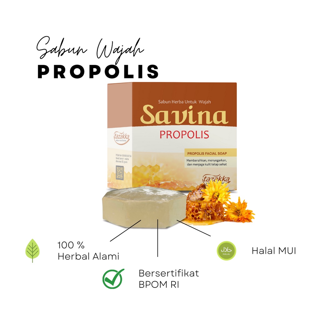 Jual SAVINA PROPOLIS Sabun Cuci Muka Batang Batangan Herbal Tazakka ...