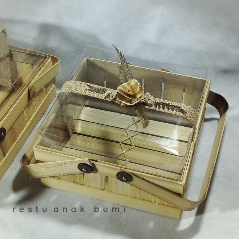 Jual hampers premium 25x25cm pita goni rustic rustik unik kotak ...