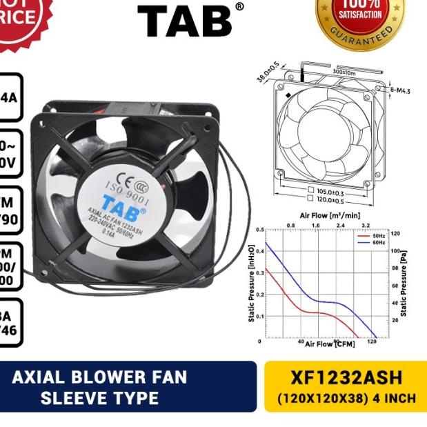 Jual Axial Fan Tab XF1232ASH 4 inch 220AC (segi empat) | Shopee Indonesia