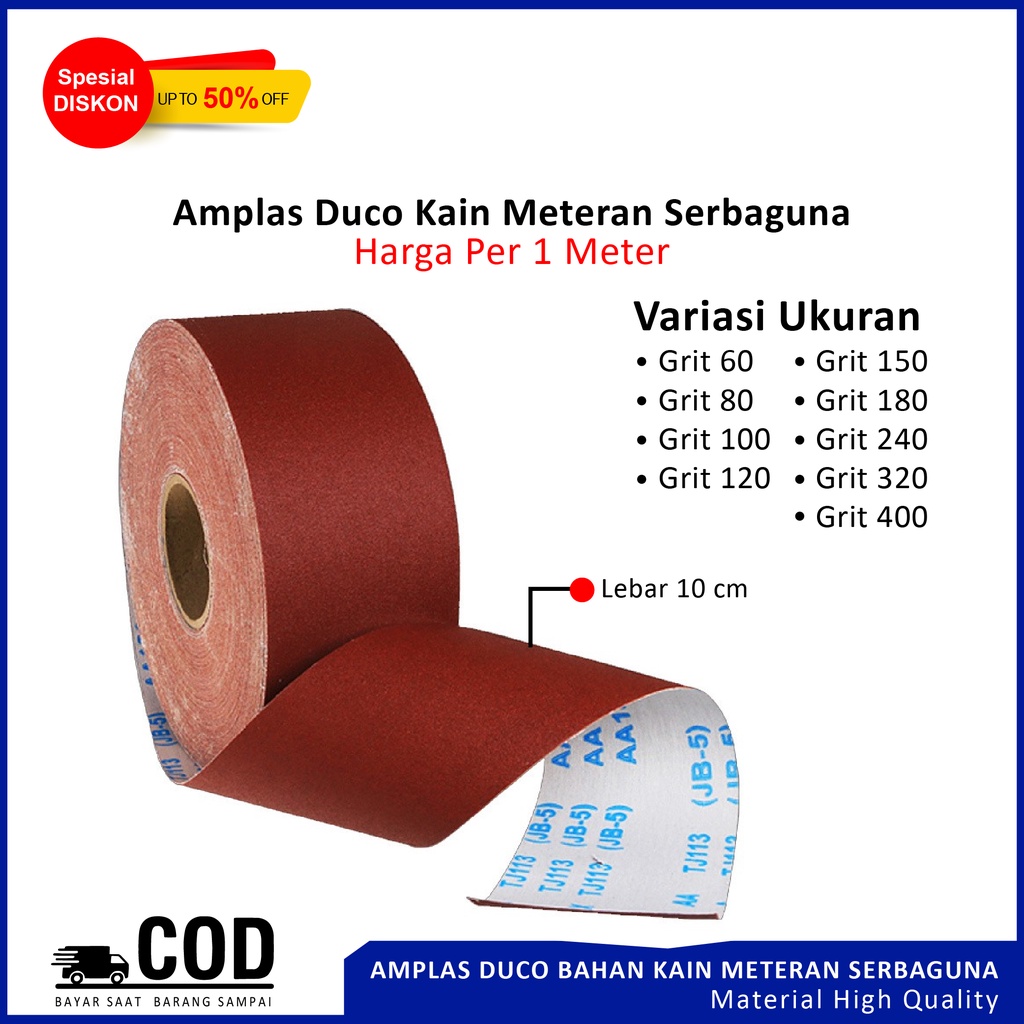 Jual Amplas Roll kain meteran per meter kualitas bagus kayu tembok besi ...