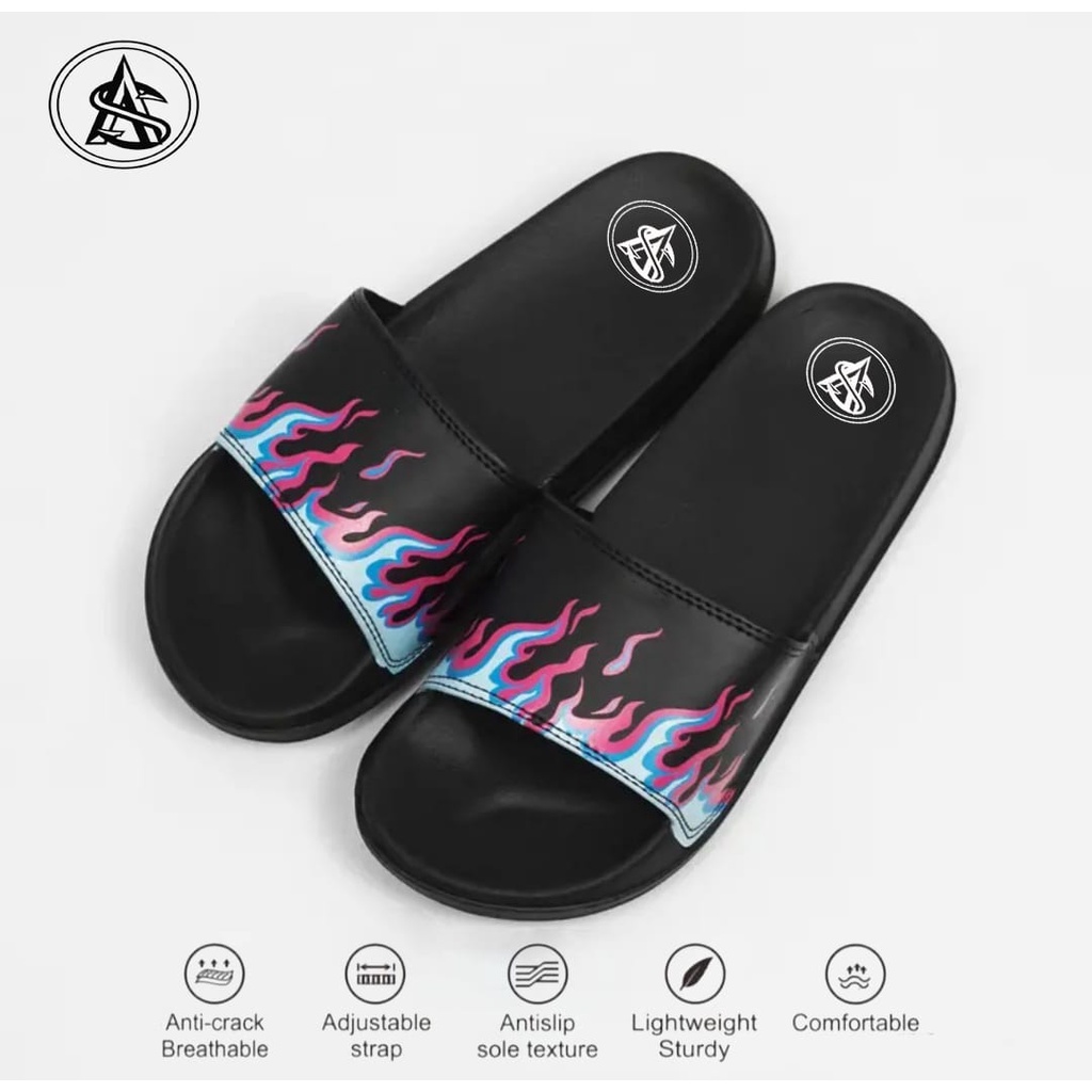 Jual sandal slide pria dan wanita api biru 05 trendy dan sporty ...
