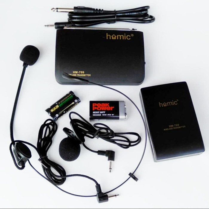 Jual Homic Hm-709 Wireless Microphone Mic Clip On Plus Headset | Shopee ...